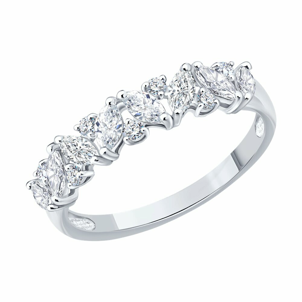 Кольцо, белое золото, 585 проба, бриллиант выращенный