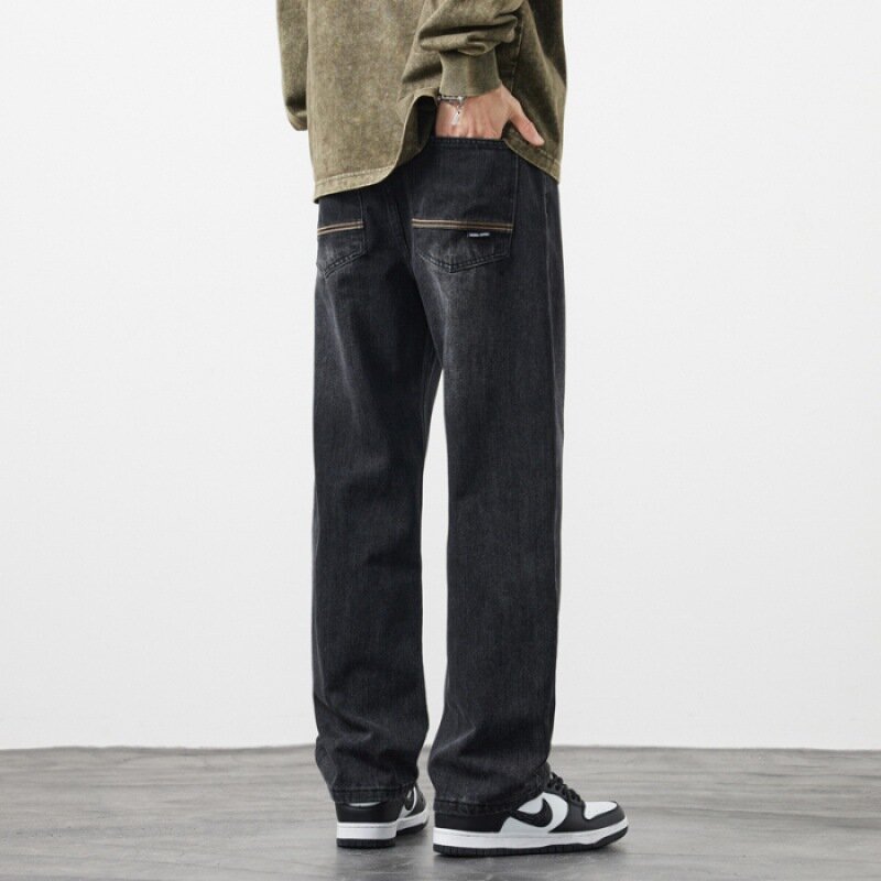 Слим тапер джинсы Rong Сезонные новинки джинсы мужские широкие прямые хайстрит ретро модные длинные брюки, Размер_32