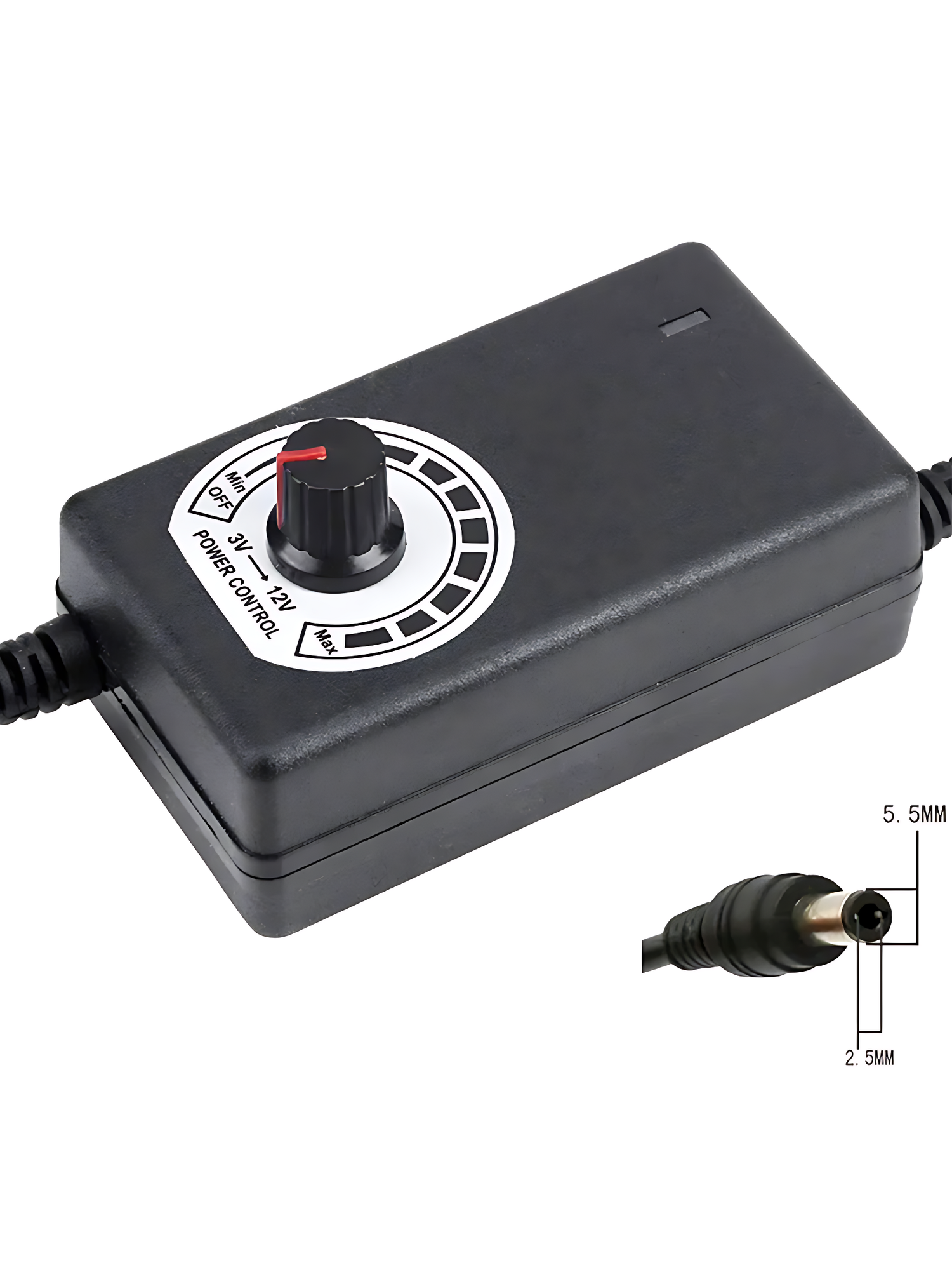 Сетевой блок питания универсальный (зарядное устройство) 3V-12V 2A (24W) с регулировкой напряжения / Разъем:5.5x2.5 мм