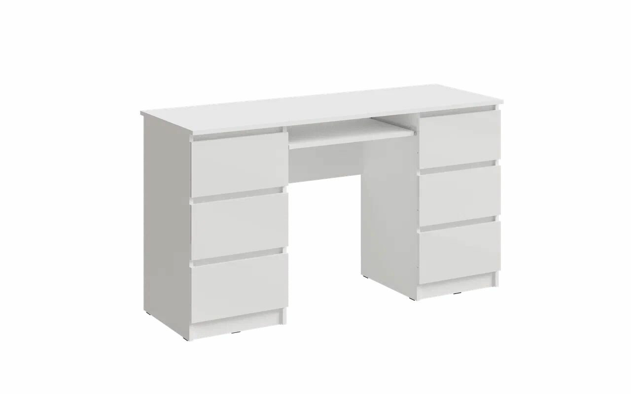 Стол Челси 6 ящиков (Белый глянец холодный, белый) МИФ