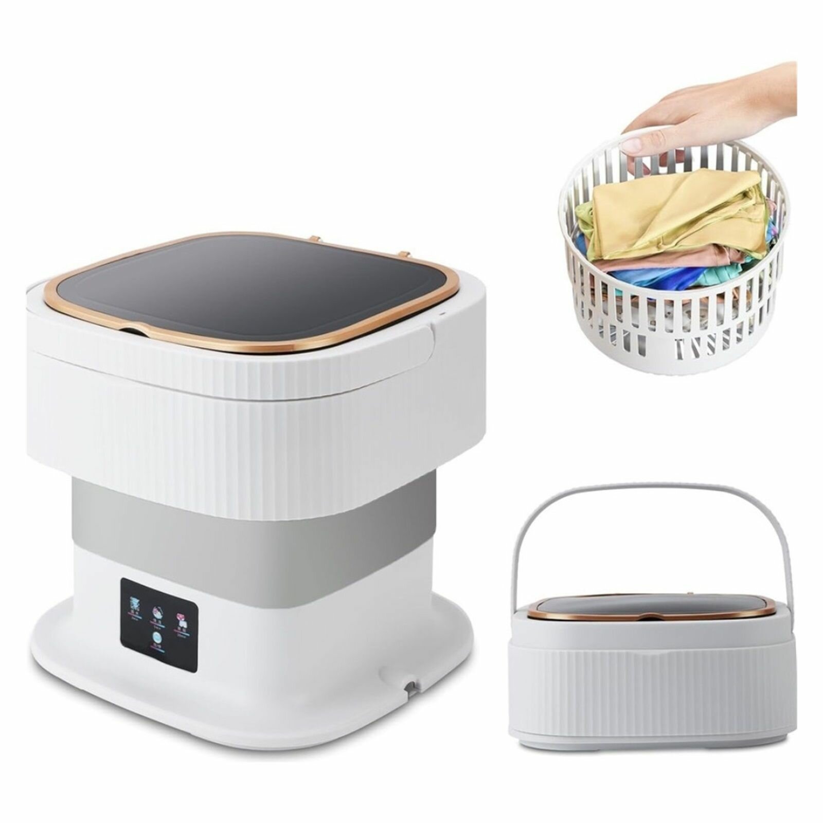 Мини-портативная стирально-сушильная машина 10 л, складная, автоматическая, синий свет
