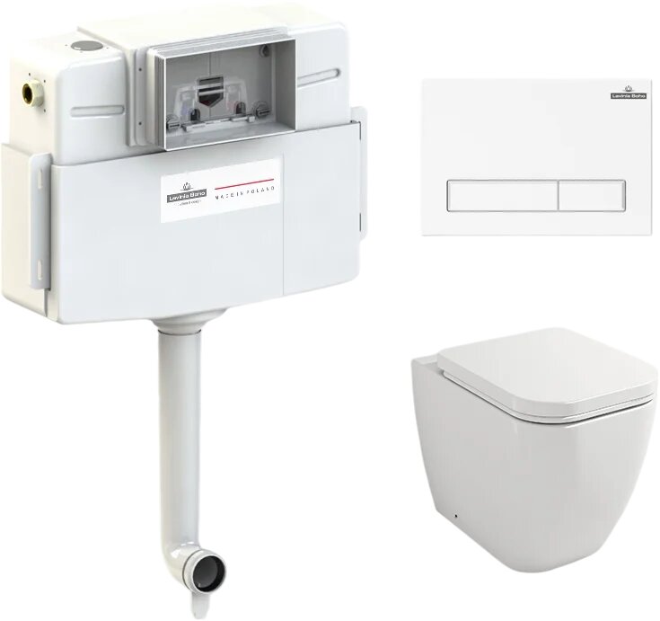 Комплект Lavinia Boho Унитаз приставной One 33024060 / Крышка-сиденье One 33290200 с микролифтом / Бачок скрытого монтажа RelFix 38020010, Кнопка RelFix 3805001W