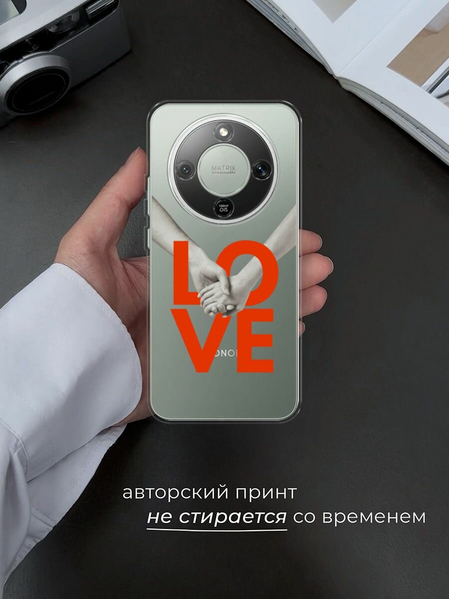 Чехол на Honor X9d / Хонор X9d с принтом Love holding hands, прозрачный — фото 1