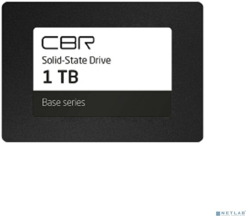 Внутренний SSD-диск CBR SSD-001TB-2.5-BS24b, Внутренний SSD-накопитель, серия "Base", 1024 GB, 2.5", SATA III 6 Gbit/s, 3D TLC NAND, R/W speed up to 550/500 MB/s, TBW (TB) 512, OEM