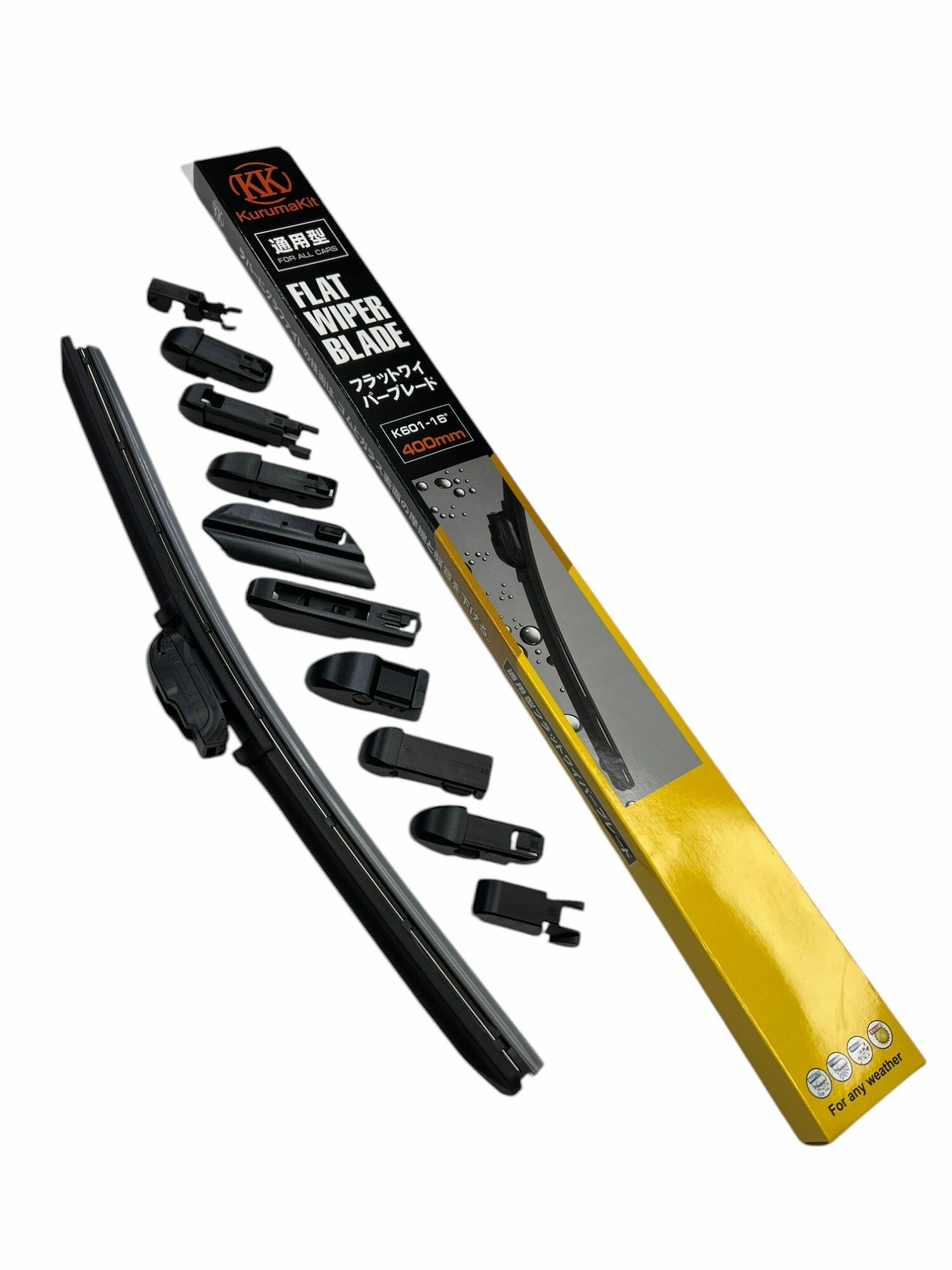 Щетка стеклочистителя бескаркасная для Китайских автомобилей 16/400mm крепление HOOK крючок KURUMAKI