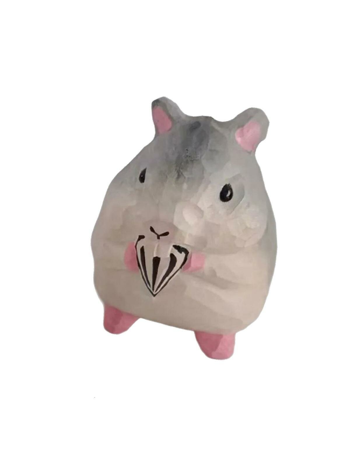 Миниатюрная статуэтка хомяка-гурмана ручной работы, миниатюрная фигурка животного из дерева для украшения спальни и гостиной, подарок