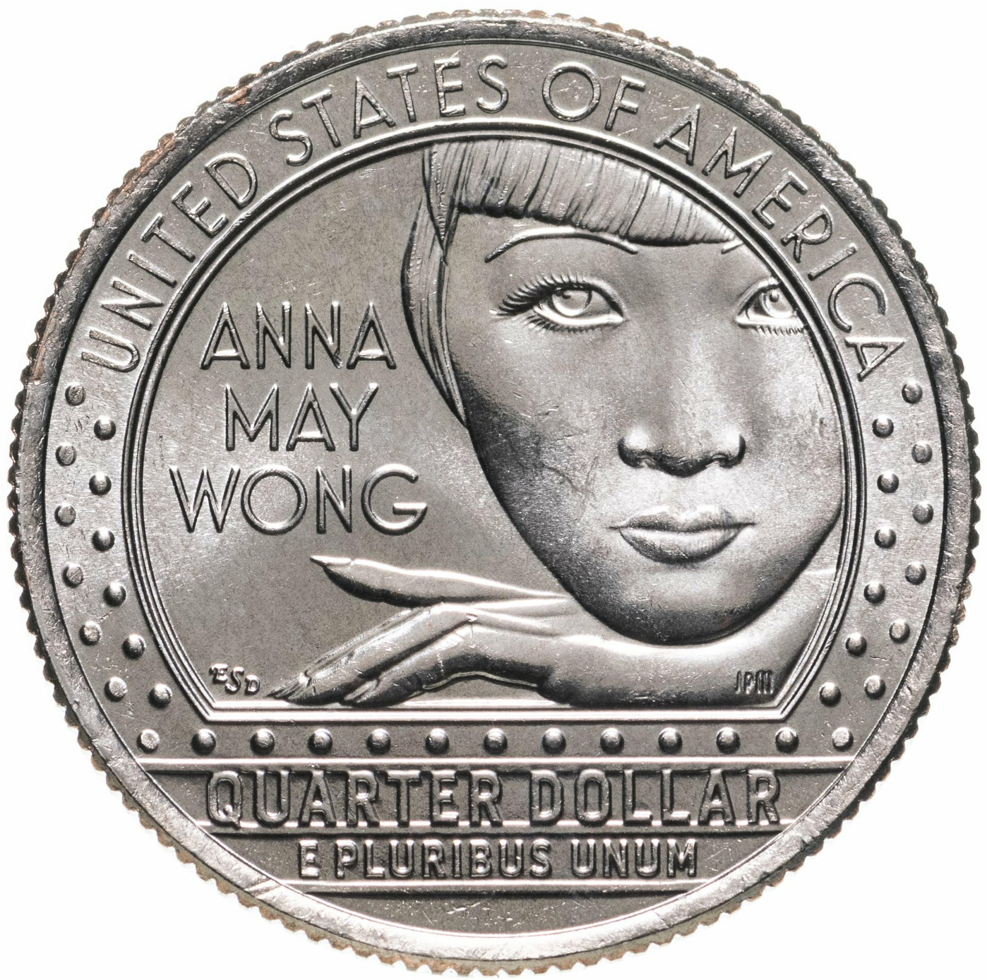 США 1/4 доллара 25 центов, квотер 2022 P "Американские женщины - Анна Мэй Вонг", Медь, покрытая медно-никелевым сплавом, в сохранности UNC