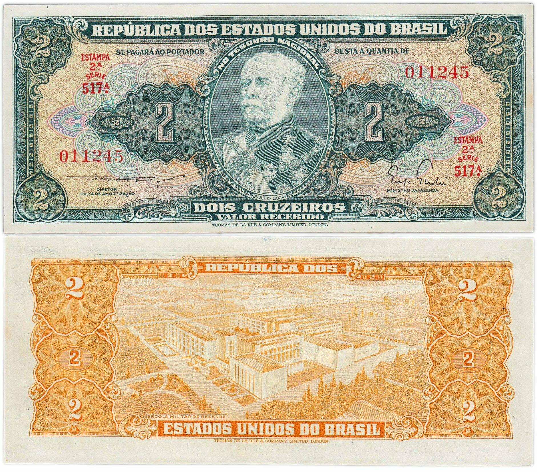 Бразилия 2 крузейро 1956 года Pick 157Aa