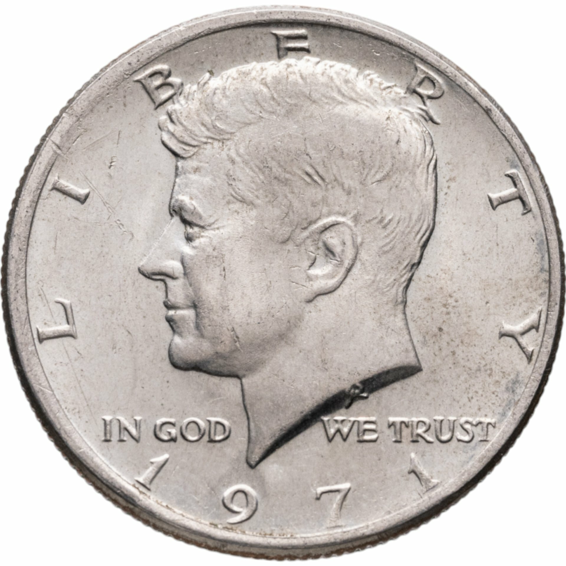 США 50 центов 1/2 доллара, half dollar 1971 Kennedy Half Dollar Кеннеди Без обозначения монетного двора, Медь, в сохранности VF-XF