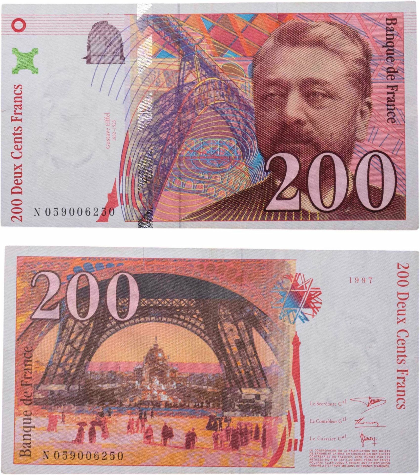 Франция 200 франков 1997 Gustave Eiffel, Гюстав Эйфель