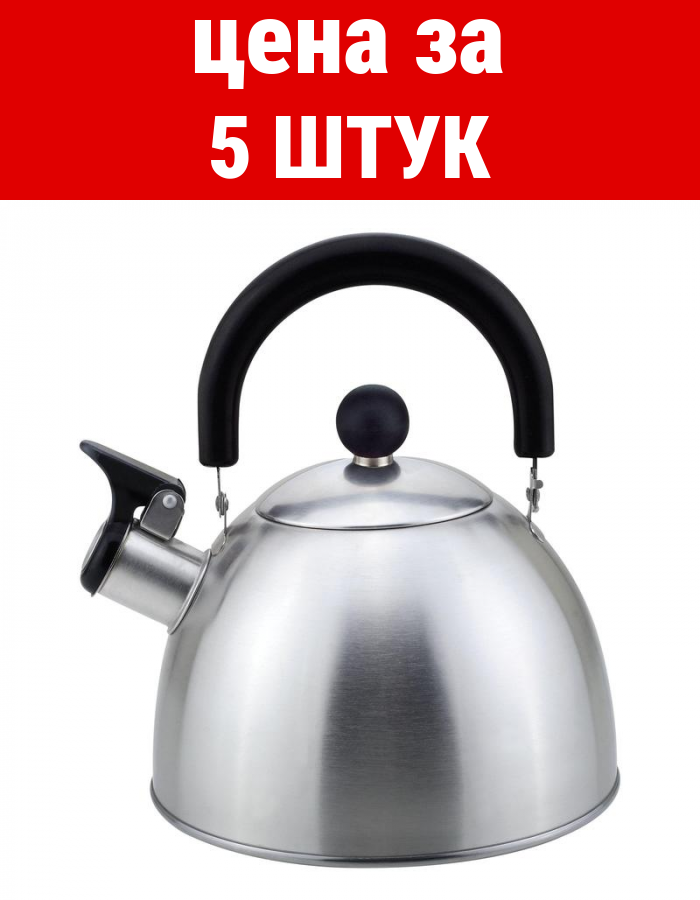 Комплект 5 шт, чайник нерж 2.5Л MAL-039-МР матовый со свист MALLONY