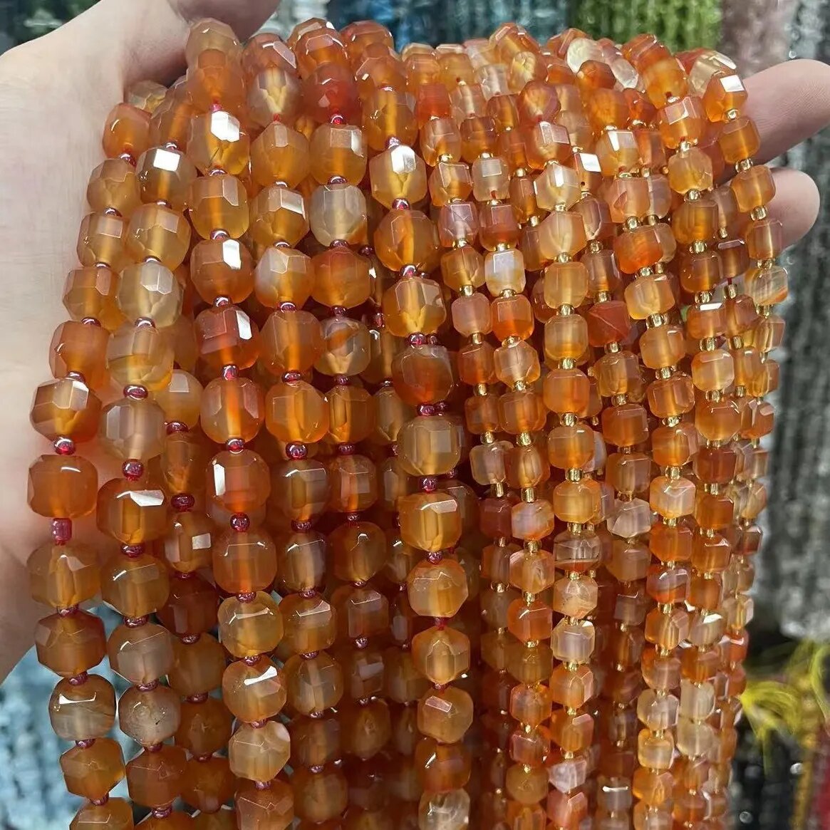 Бусины из сердолика и агата 8-9 мм, 35 шт.
