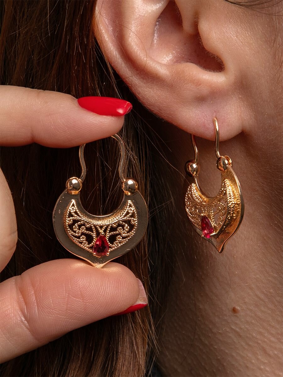 Серьги двусторонние, искусственный камень