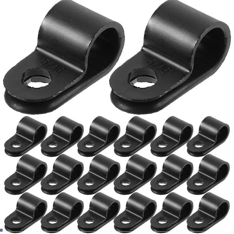 100 шт. проволочных зажимов для уличных светильников, Ethernet-кабелей, нейлоновых R-образных органайзеров для проводов, настенные 2.20X1.00X1.00CM, черный ПВХ