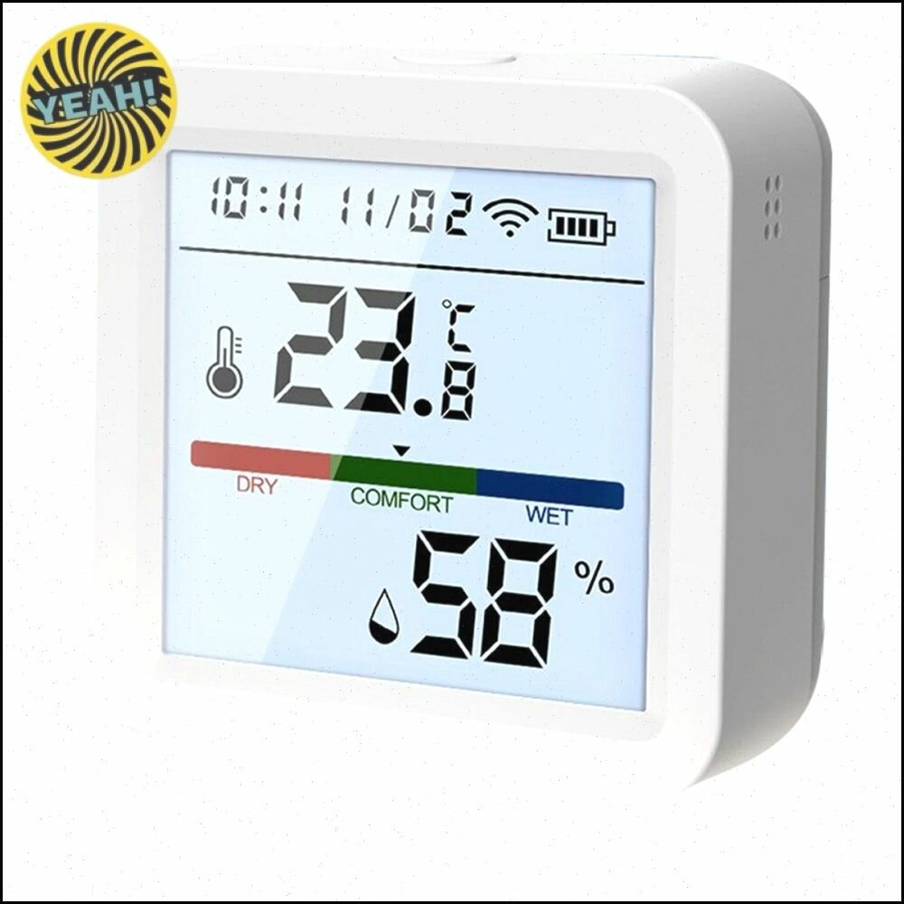 Tuya WiFi Датчик температуры и влажности Smart Life Подсветка Гигрометр Термометр Поддержка Alexa Home