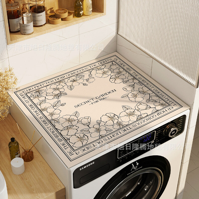 Легкий роскошный чехол для стиральной машины, чехол для холодильника, водонепроницаемый, солнцезащитный, кожаный коврик без стирки, коврик для прикроватной тумбочки