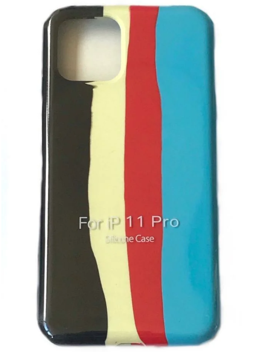 Силиконовый чехол для iPhone 11 Pro (черный/светло-желтый/красный/голубой)
