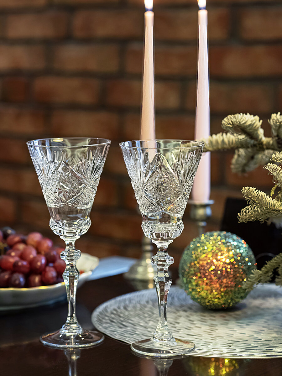 Хрустальные бокалы для шампанского игристых вин и коктейлей 250 мл. фужеры набор 2 шт. Неман 8759 1000/73