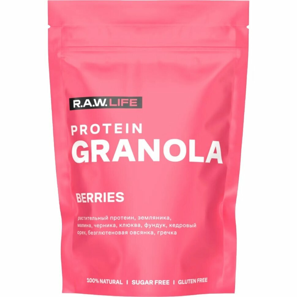 Гранола протеиновая R.A.W.LIFE Ягоды, 220г, 2280109