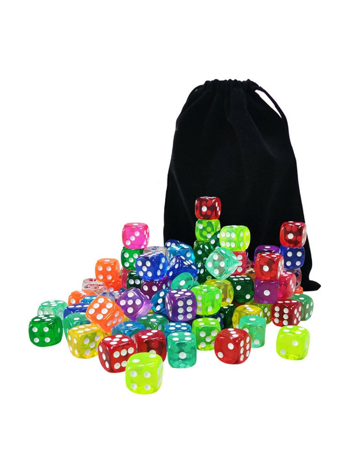 100, 14 мм прозрачных цветных кубиков (случайный цвет)