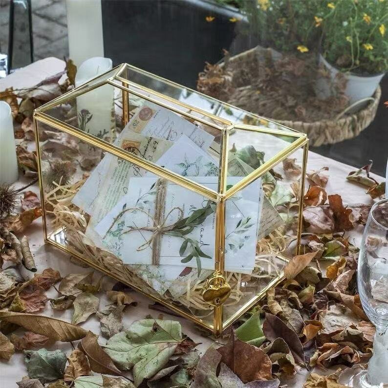 Свадебный сундучок для карт и денег 26×15×21 см, стеклянный декоративный ящик для хранения