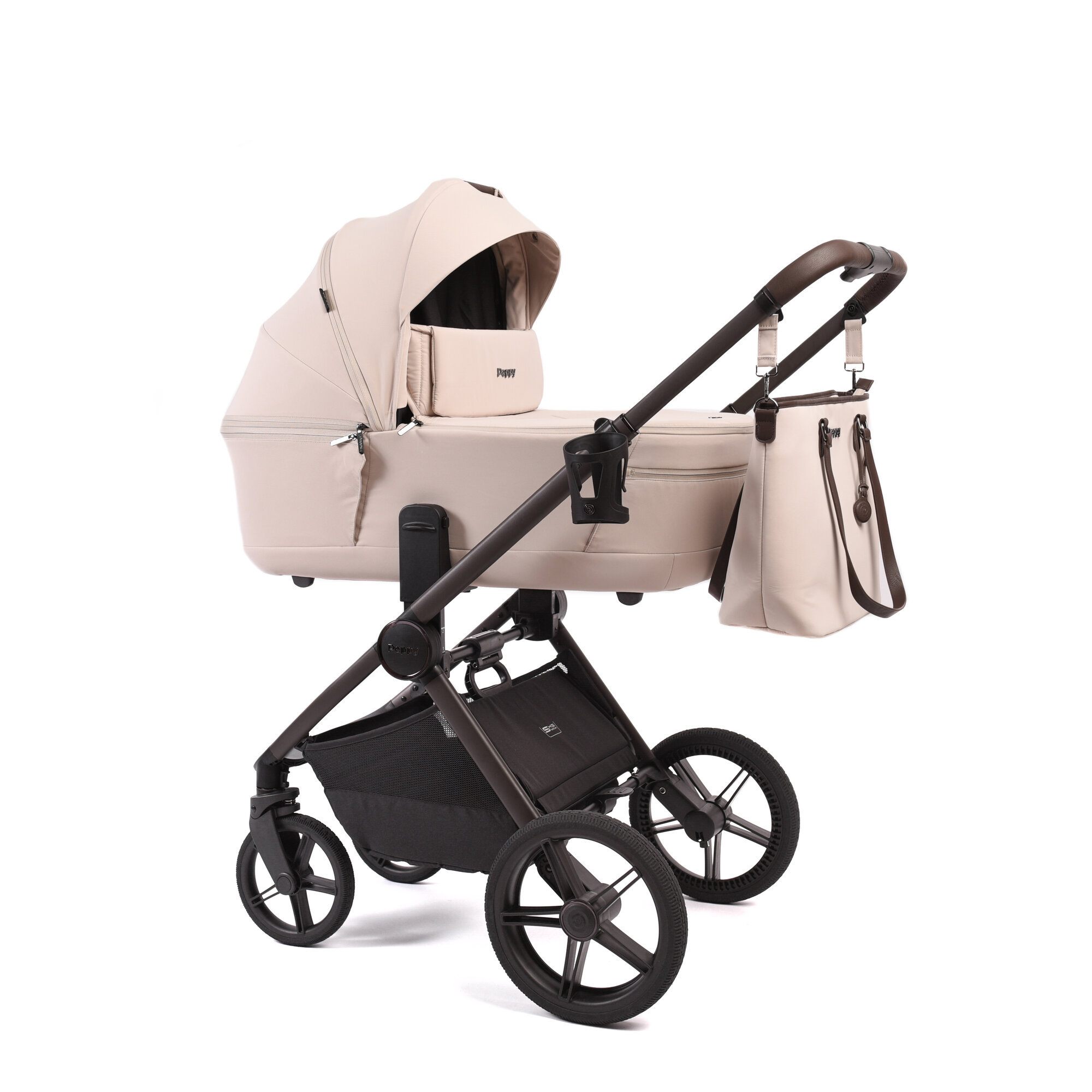 Коляска детская Peppy Monaco Thermo 2 в 1 Beige ( Молочный), рама серо-коричневый
