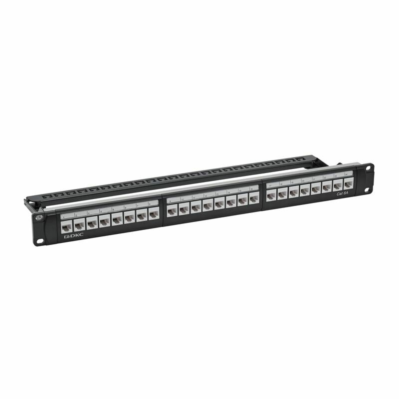 Патч-панель 19дюйм 1UCAT6А 24 модуля RJ45 неэкранированная DKC RN6APPU24