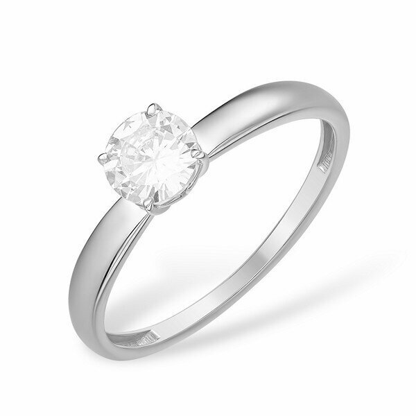 Кольцо тонкое, помолвочное, серебро, 925 проба, родирование, фианит