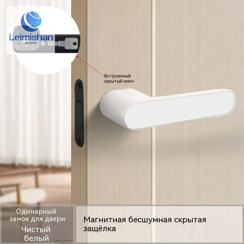 Ручка дверная с защелкой/Тихий магнитный замок, скрытый ключ, дверь с экологическим замком.