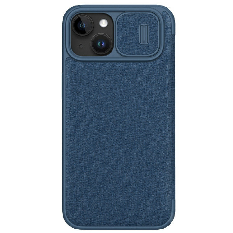 Тканевый чехол книжка Nillkin QIN Pro для iPhone 15 Plus, Blue