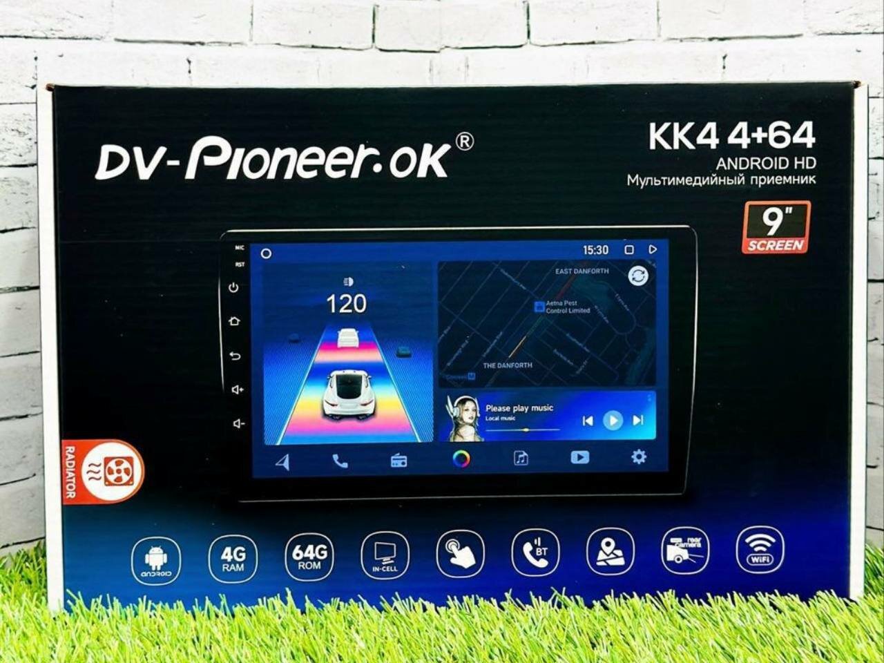 Автомагнитола Android 2 din 9 дюймов DV-Pioneer. ok KK4 4/64 GB (Wi-Fi, Bluetooth, GPS, USB) c кулером охлаждения