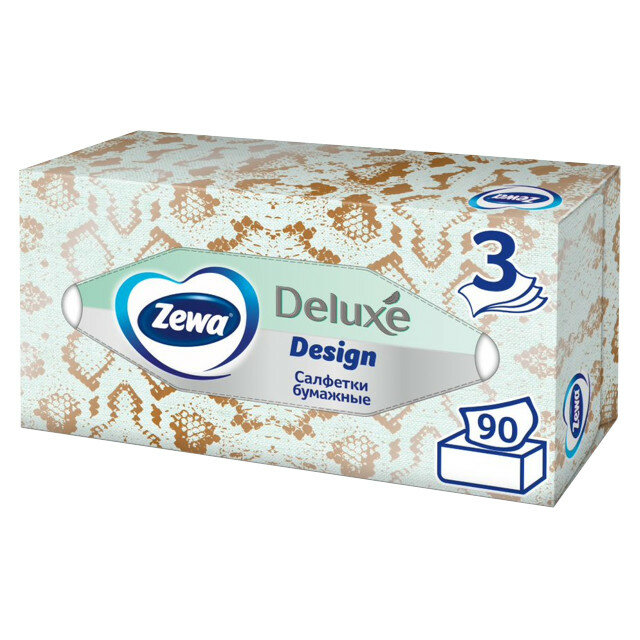 ZEWA Deluxe Design 3-слойные косметические салфетки 90 шт для ухода за кожей лица