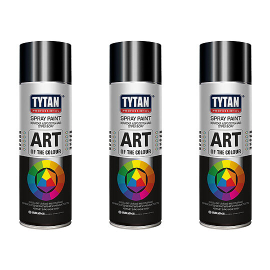 Краска аэрозольная Tytan Professional Art Of The Colour черная глянцевая RAL 9005 400 мл (3 шт.)