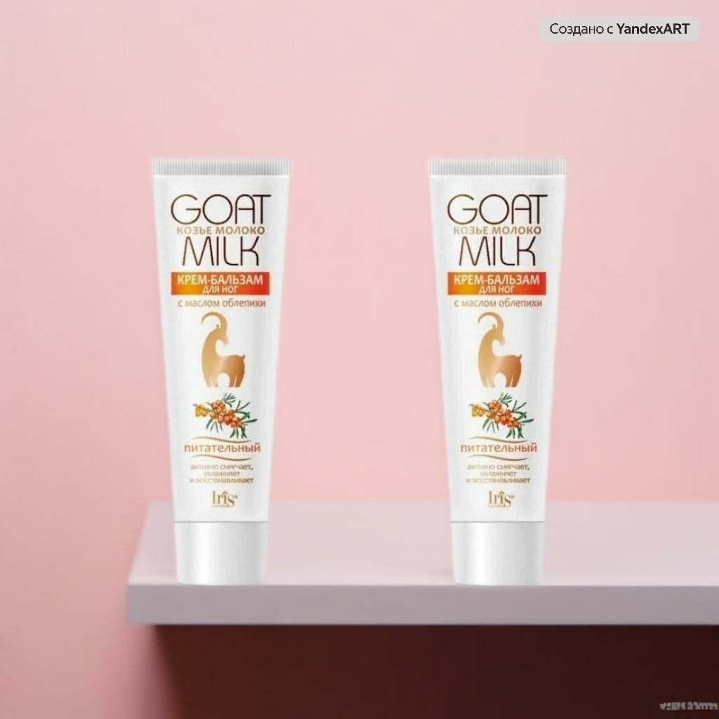 Iris cosmetic Крем-бальзам для ног, Козье молоко, с маслом облепихи, 100 мл, 2 шт.
