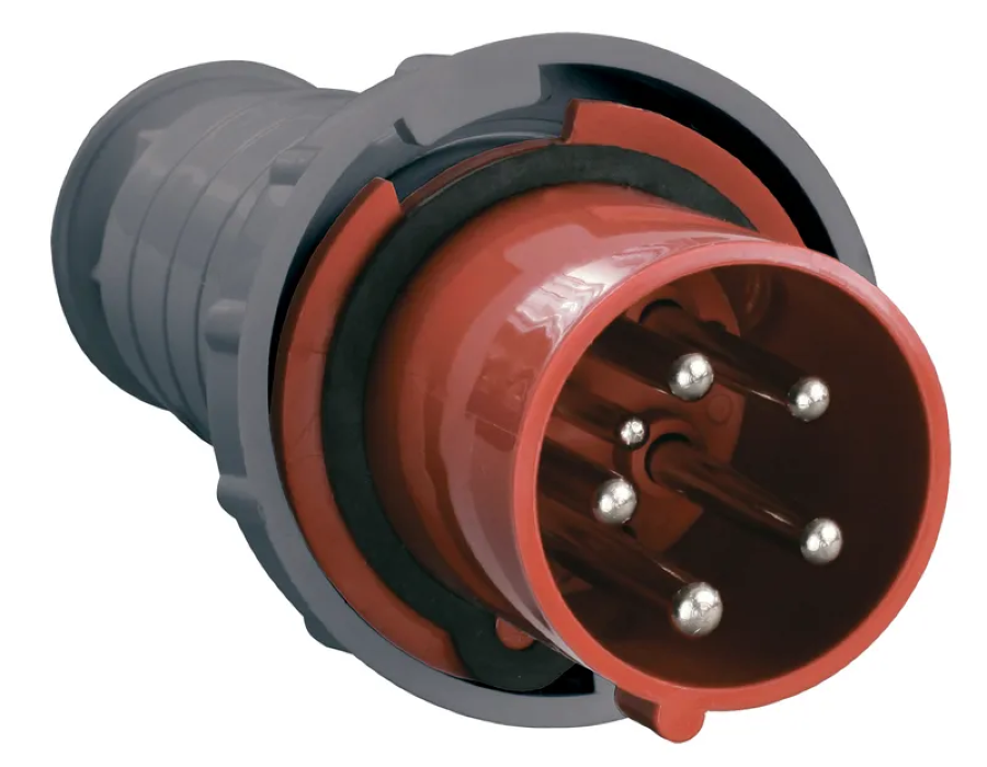 Вилка силовая кабельная IEK / ИЭК ССИ-035 переносная прямая из самозатухающего пластика, красная, 3Р+РЕ+N 63А 380-415В, IP54, PSR02-063-5 / электрика