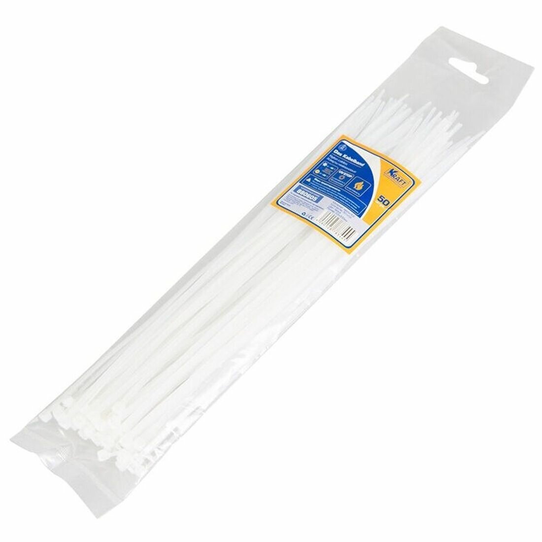 Хомут (стяжка) нейлоновый 3,6*300 белый (уп-ка 50 шт) KRAFT KT880605