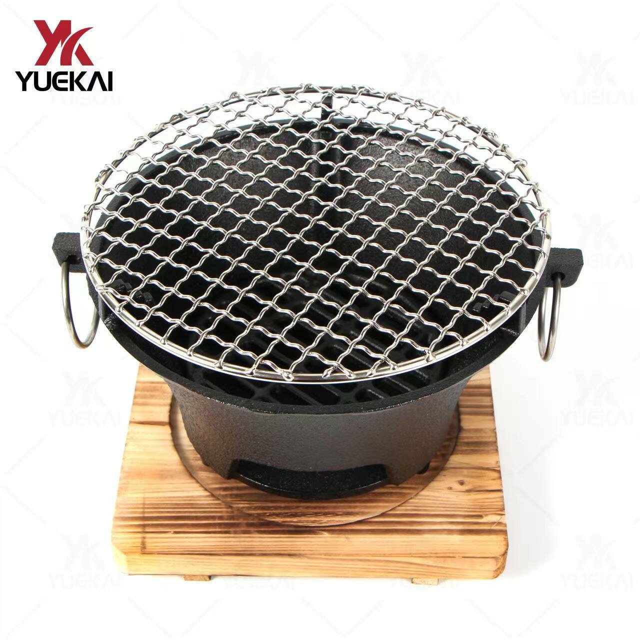 Портативный уличный гриль на угле для домашнего использования, сковорода, чайник из чугуна