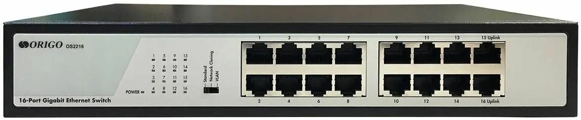 Коммутатор Origo OS2216 (OS2216/A1A) черный, L2, 16x1Гбит/с неуправляемый