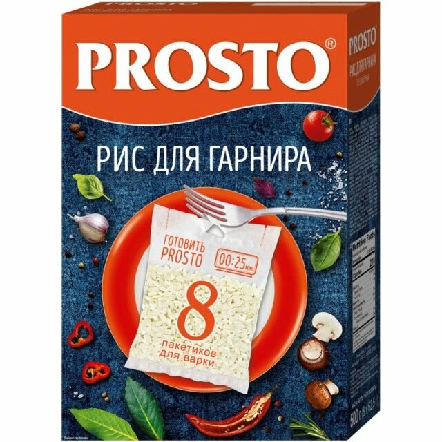 Prosto Рис Для гарнира 8 пакетиков по 62,5 г 500 г