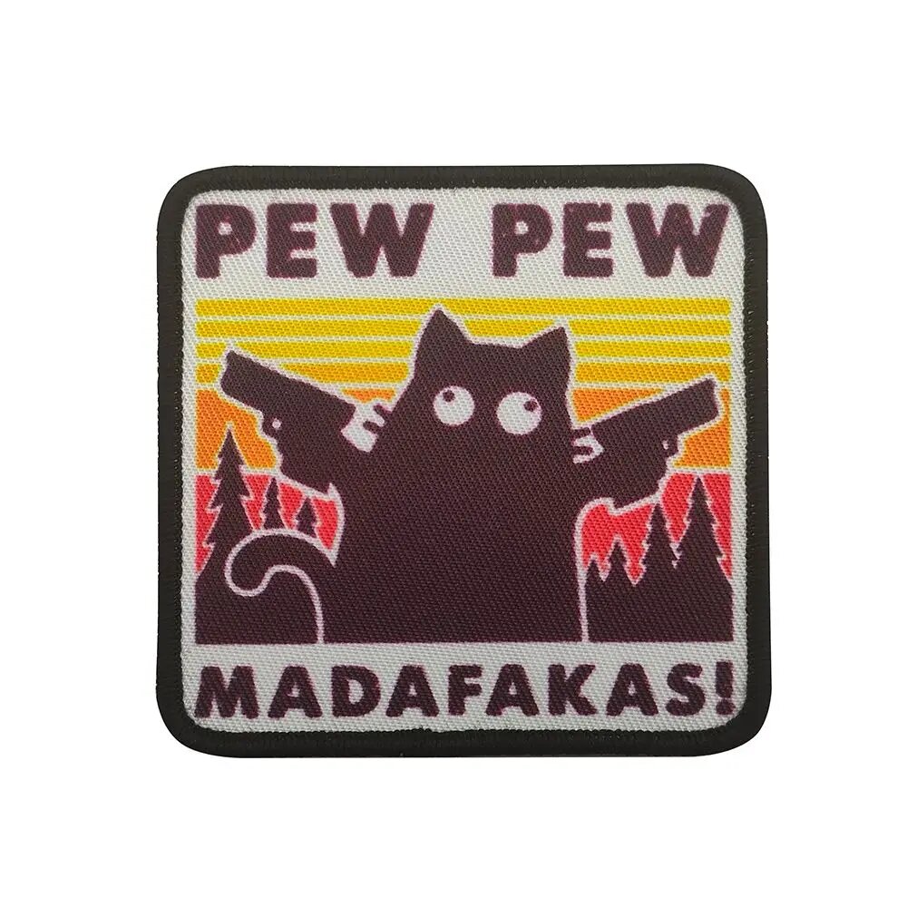 Тактическая нашивка Pew Madafakas черный кот Темно-зеленый, TH736-2