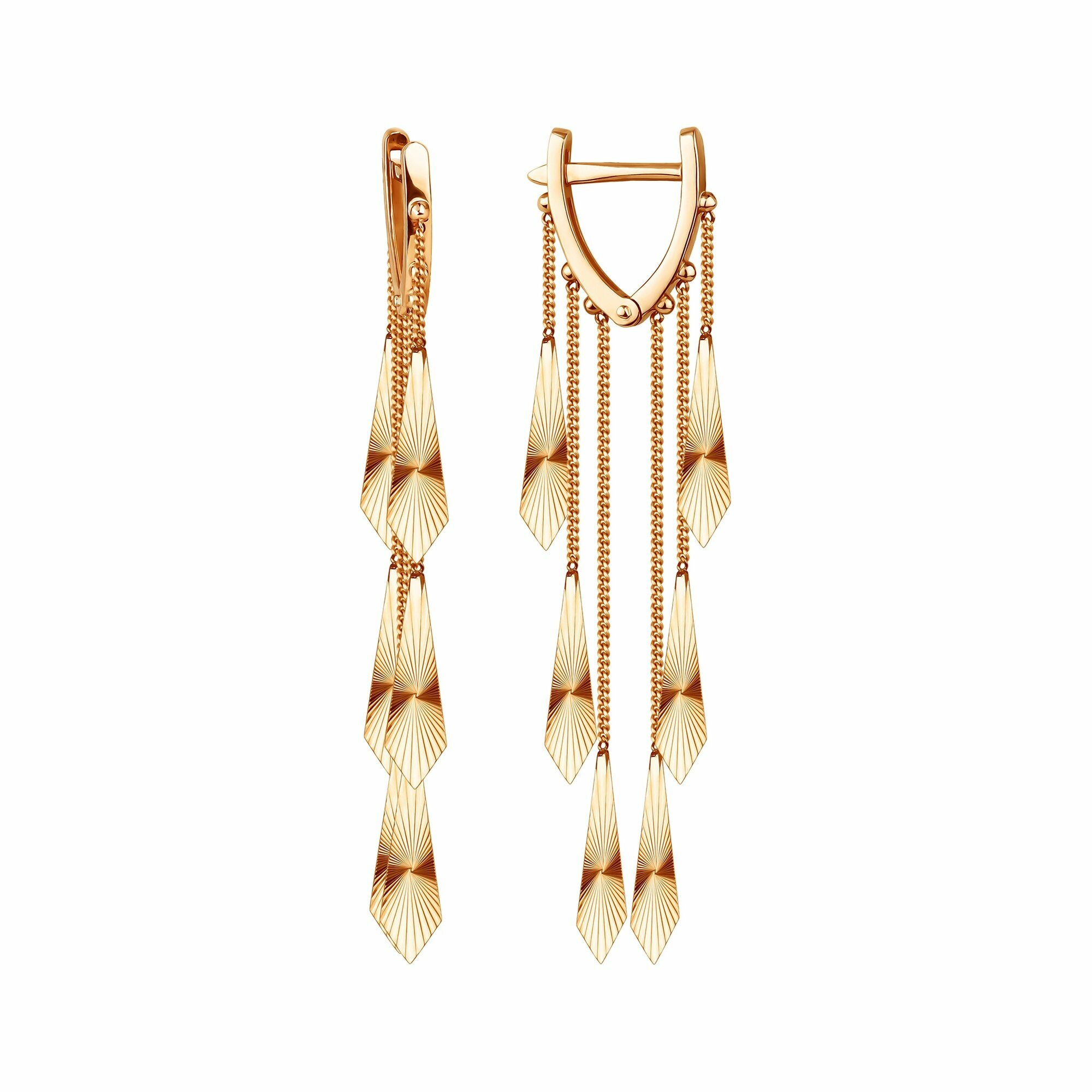 Серьги, красное золото, 585 проба