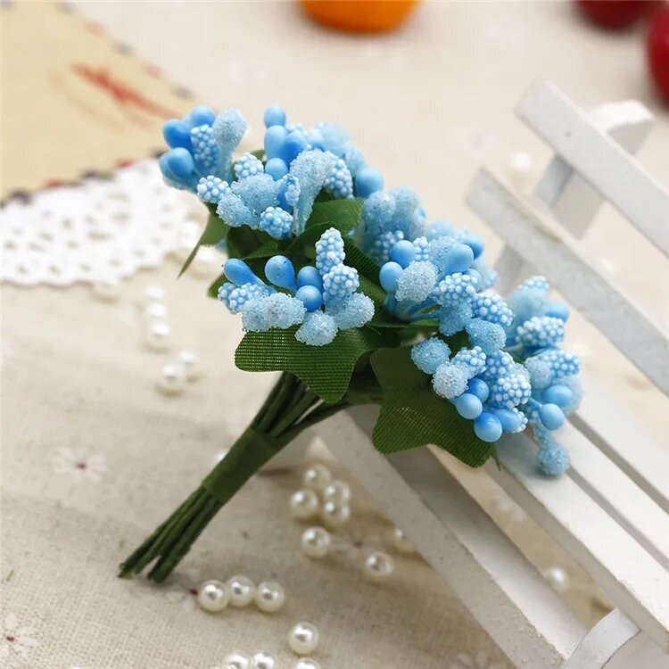 Искусственные цветы голубые, 12 шт. Berry flower