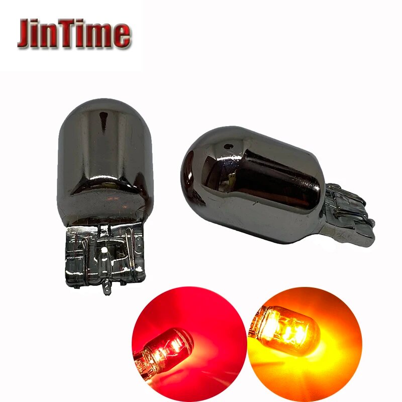 2 шт. W21/5 Вт T20 7440 W21W 7443 12 в 21/5 Вт 580 Серебристый Хром янтарь красный желтый стеклянная лампа W3x16D Автомобильный задний фонарь стоп-сигнал 7440 Yellow
