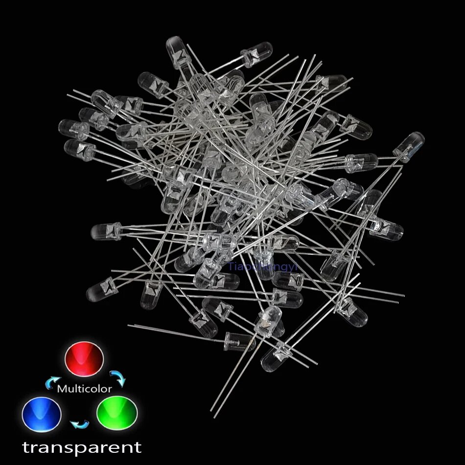 5 мм Разноцветные медленные/быстрые мигающие светодиоды RGB, мерцающие зеленые диоды, 2 контакта, прозрачные круглые линзы