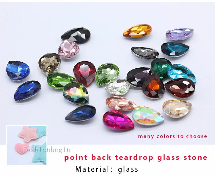 Стразы QiARSOYOO капля воды 6-40 мм 24 цвета 6x8mm 20pcs, Mix colors