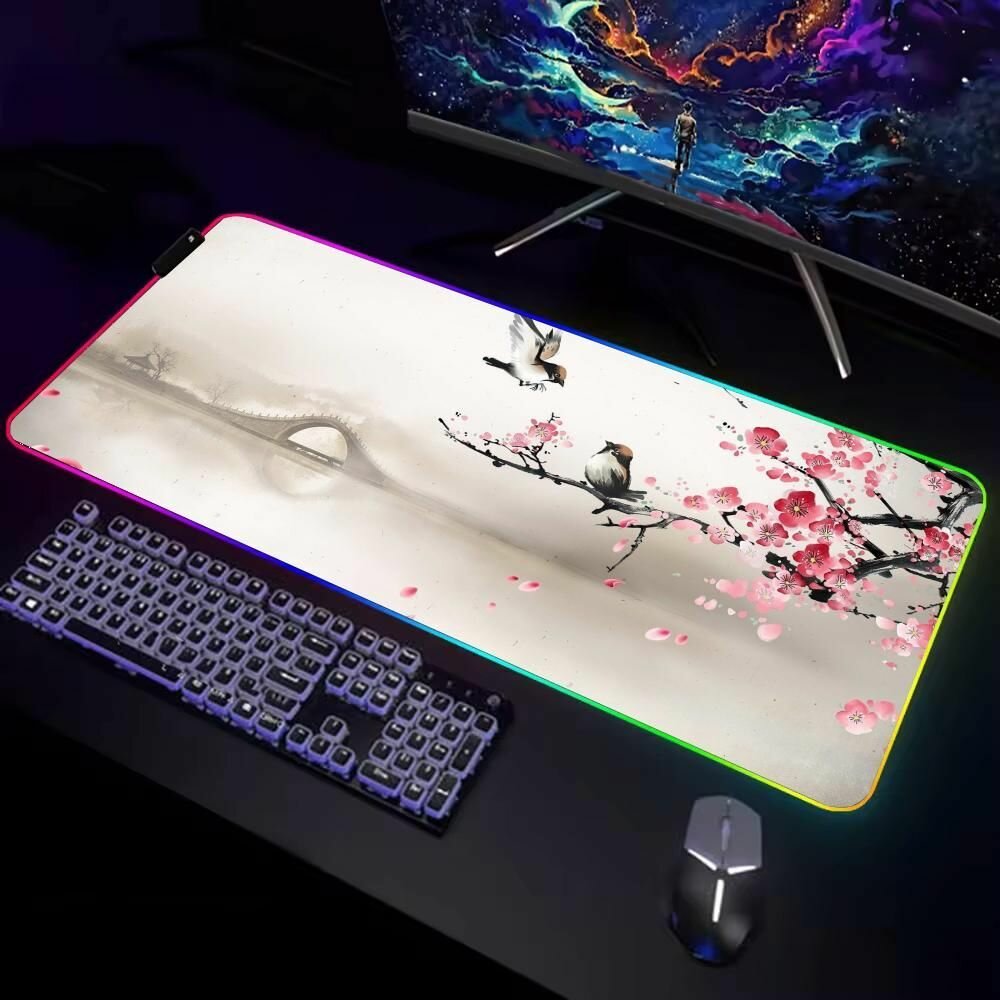 Коврик для мыши Sakura "RGB LED", с аниме-клавишатурой, с подсветкой, 40 см x 90 см