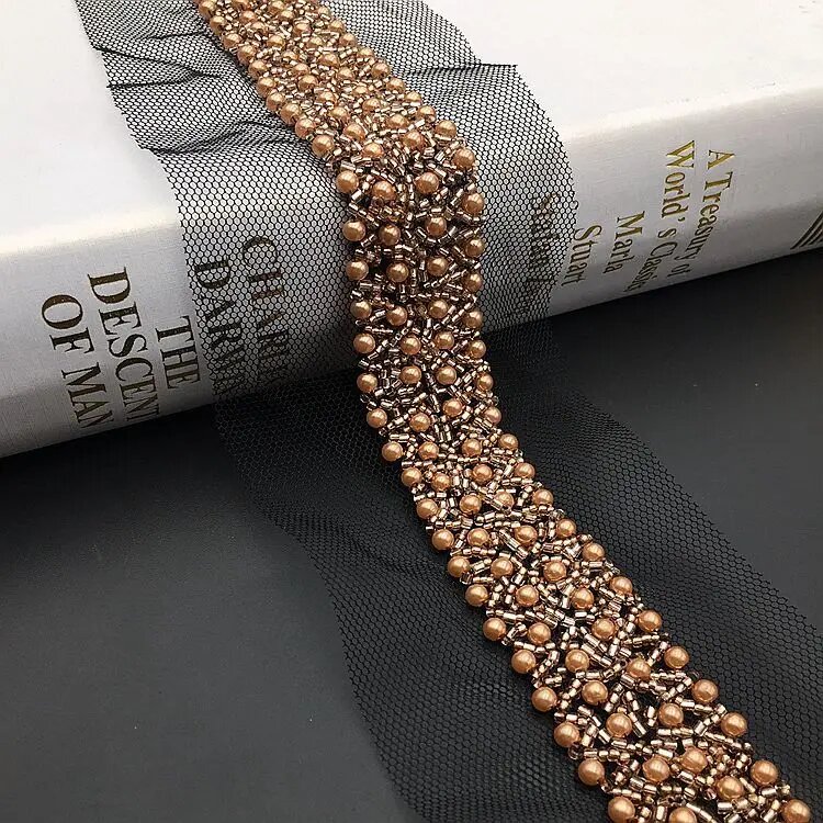Бисерное кружево Champagne, 85 см