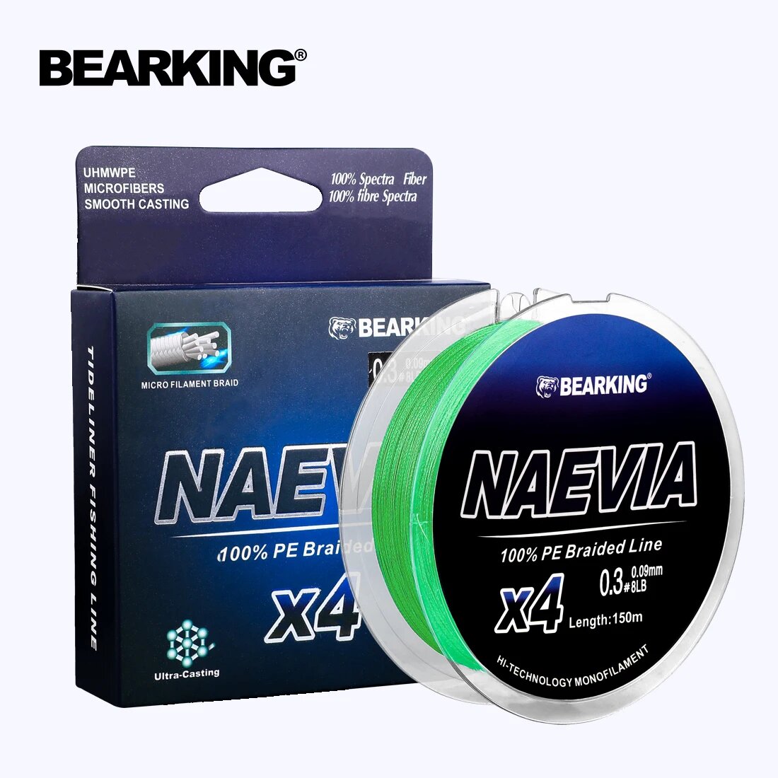 BEARKING 4 нити плетенная леска для карпа 10-93 фунта 8LB, Col.C