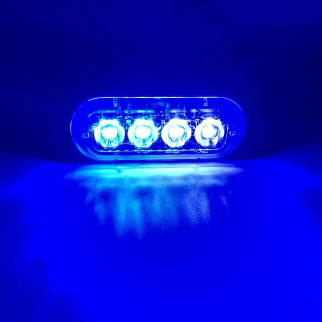 Стробоскоп синий, 4 LED, 12/24В, мигающий