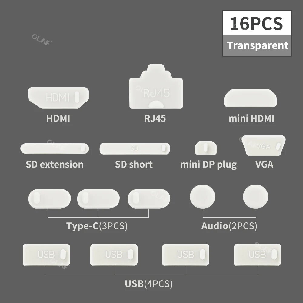 Универсальный ноутбук Usb силиконовая противопыльная заглушка 16 шт. пылезащитная пробка transparent